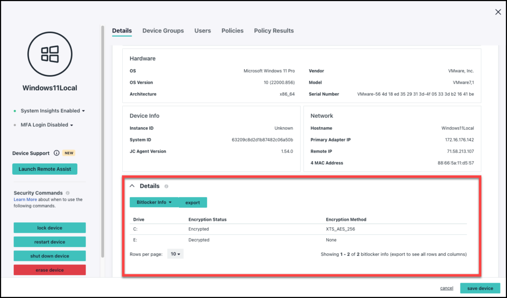 Create a BitLocker Policy for Windows Devices - JumpCloud