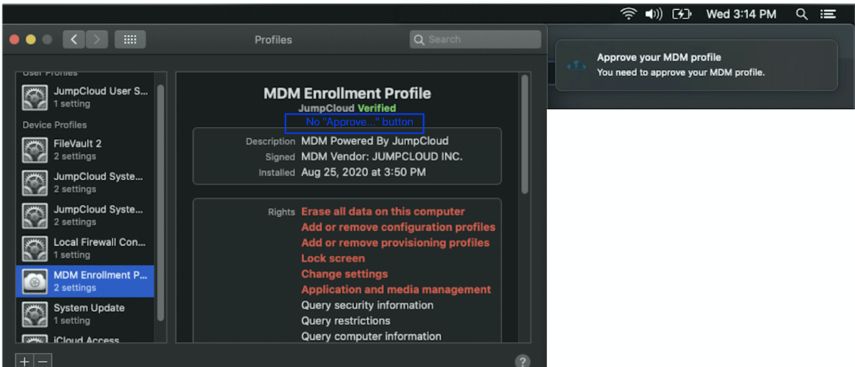 End User Prompt: Approve your MDM Profile - JumpCloud