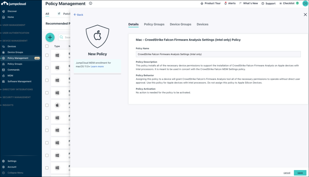 Install the CrowdStrike Falcon Agent - JumpCloud