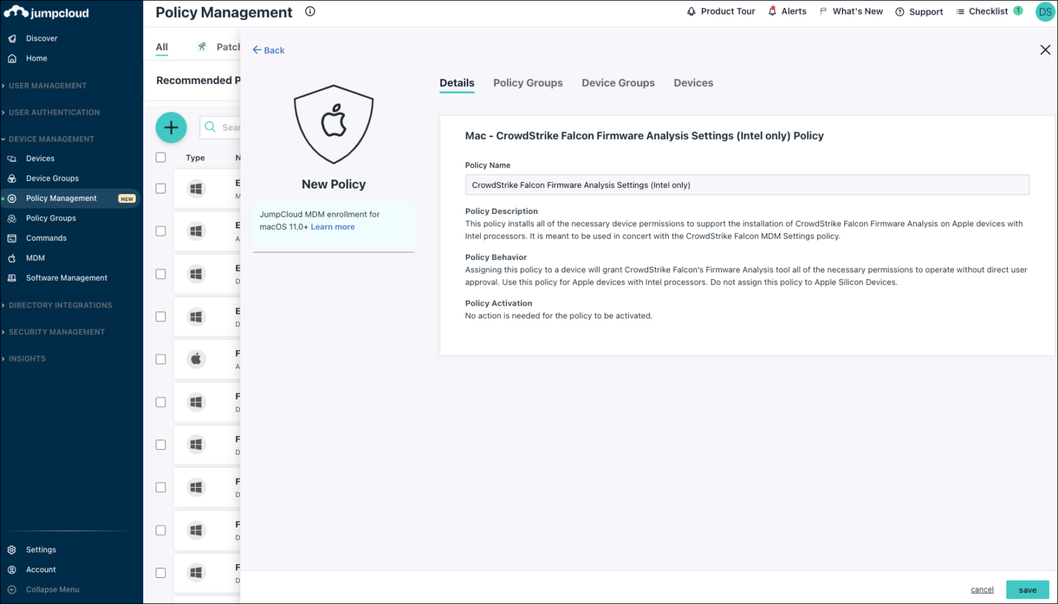 Install the CrowdStrike Falcon Agent - JumpCloud