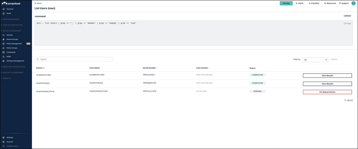 Manage Queued Commands - JumpCloud
