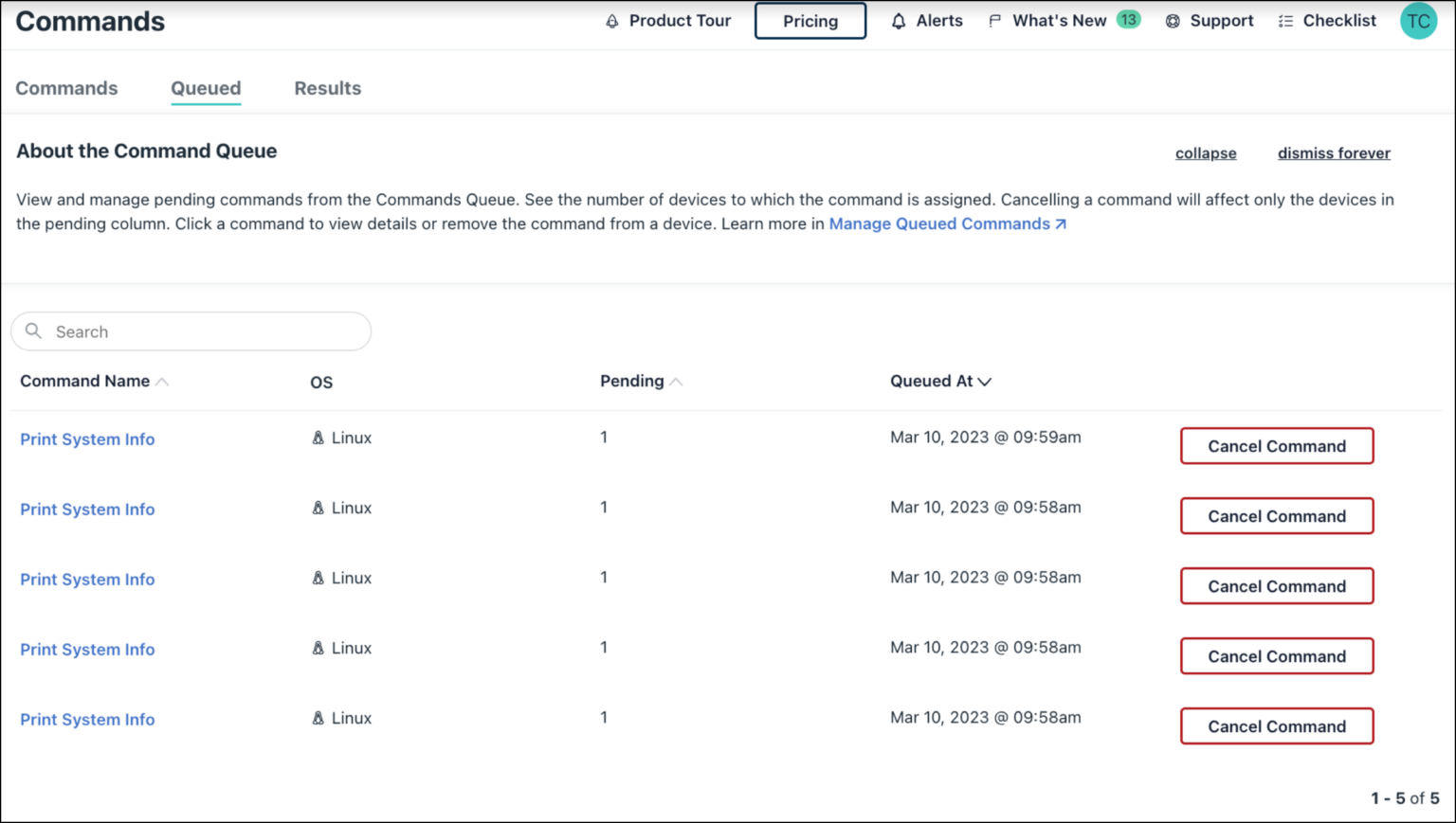 Manage Queued Commands - JumpCloud