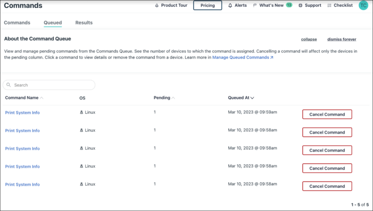 Manage Queued Commands - JumpCloud