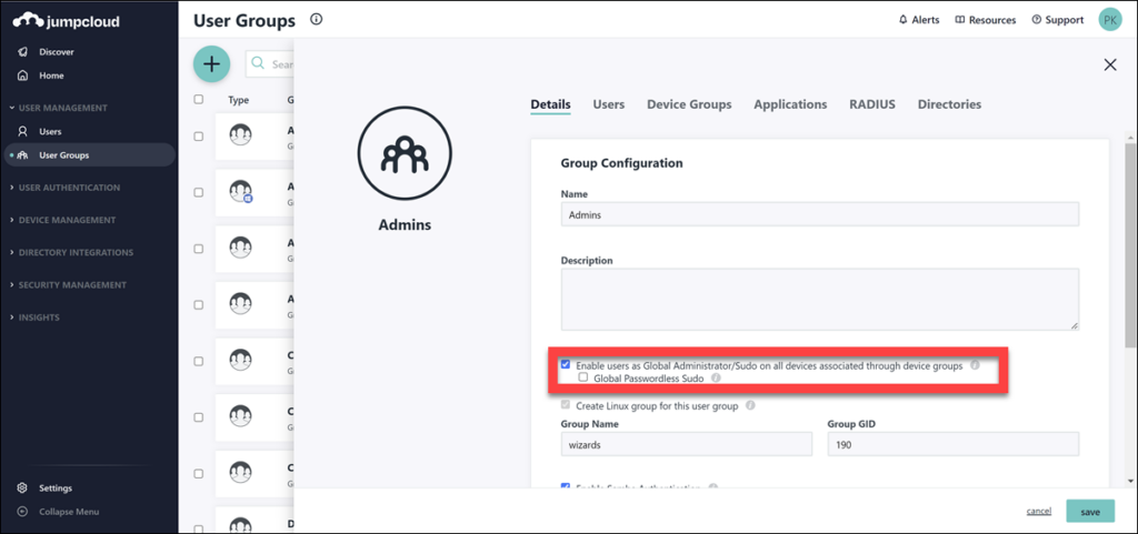 Assign a Device Group or Policy Group - JumpCloud