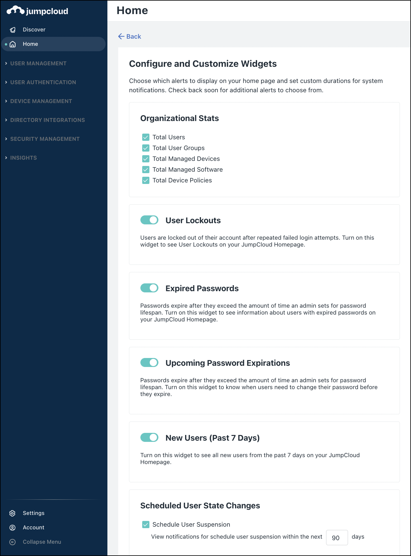 Admin Portal Homepage - JumpCloud