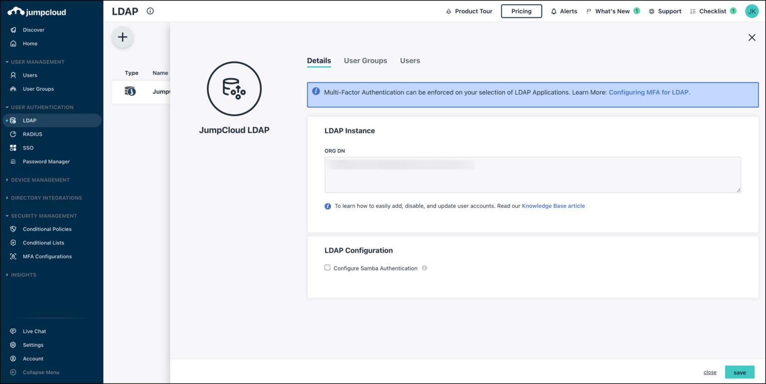 Use Cloud LDAP - JumpCloud