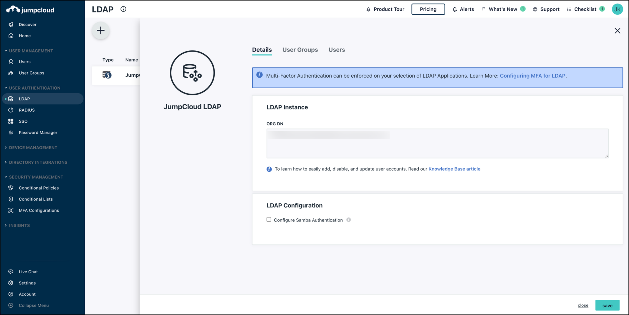 Use Cloud LDAP - JumpCloud