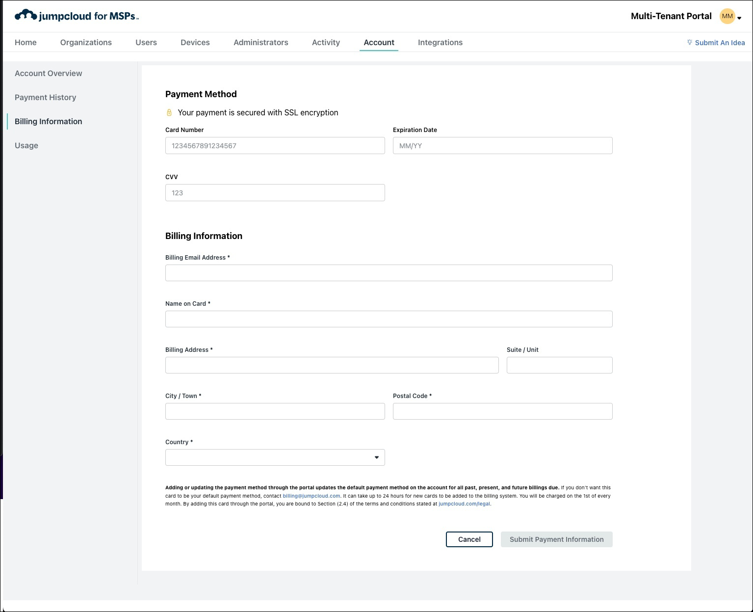 Manage Payments in the MTP - JumpCloud