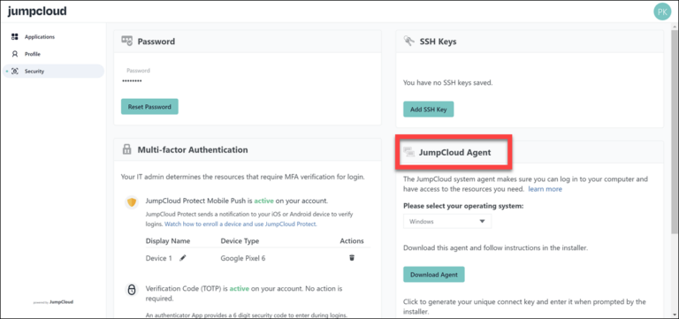 Install the JumpCloud Agent from the User Portal - JumpCloud