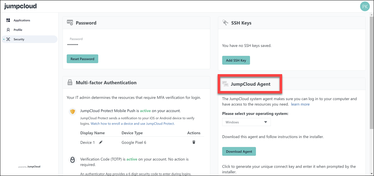 Install the JumpCloud Agent from the User Portal - JumpCloud