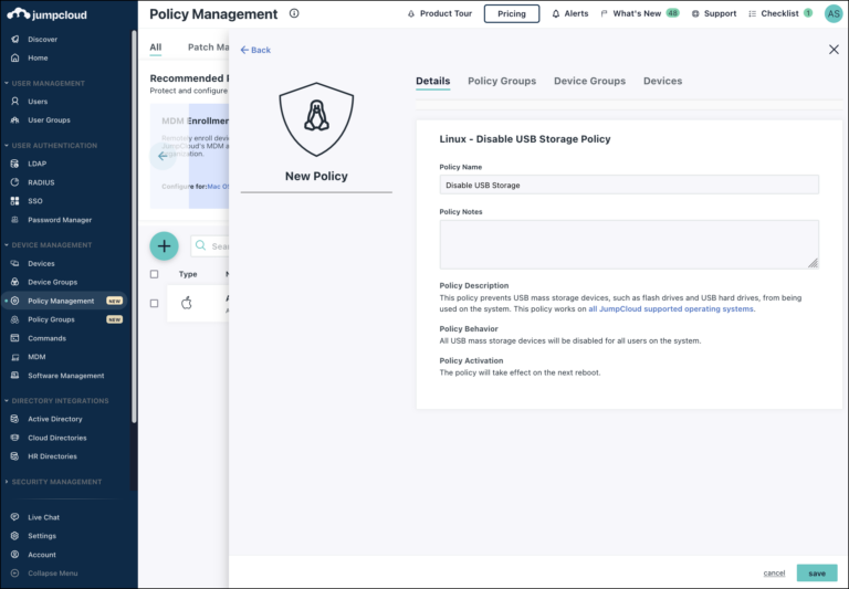 Manage Removable Storage on Linux Devices - JumpCloud
