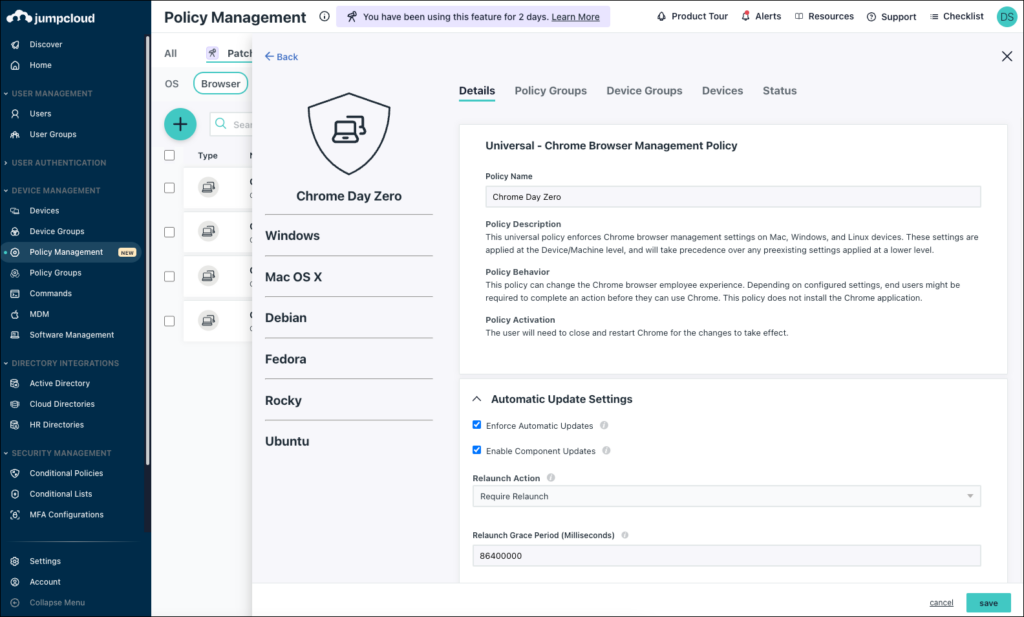 Create a Universal Browser Patch Policy - JumpCloud