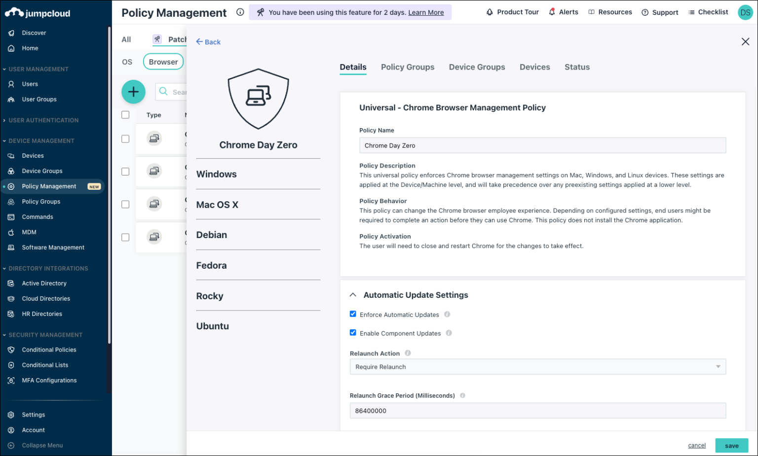 Create a Universal Browser Patch Policy - JumpCloud