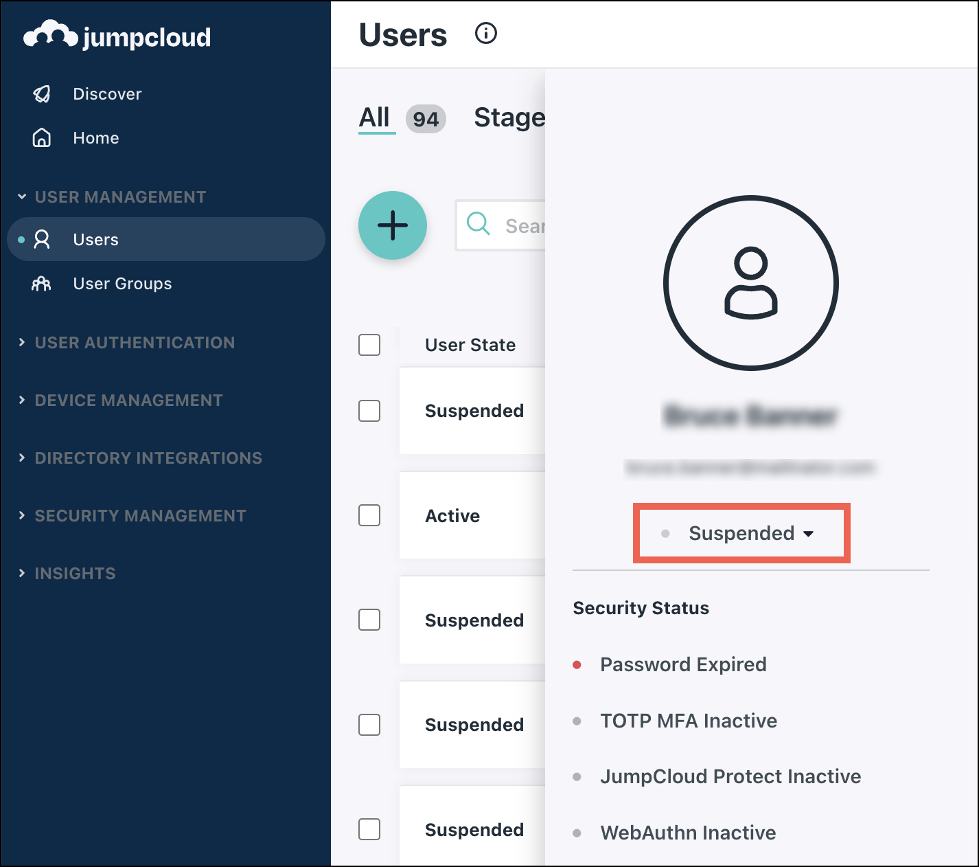Suspend and Reactivate Users - JumpCloud
