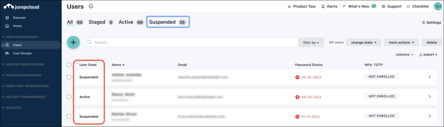 Suspend and Reactivate Users - JumpCloud