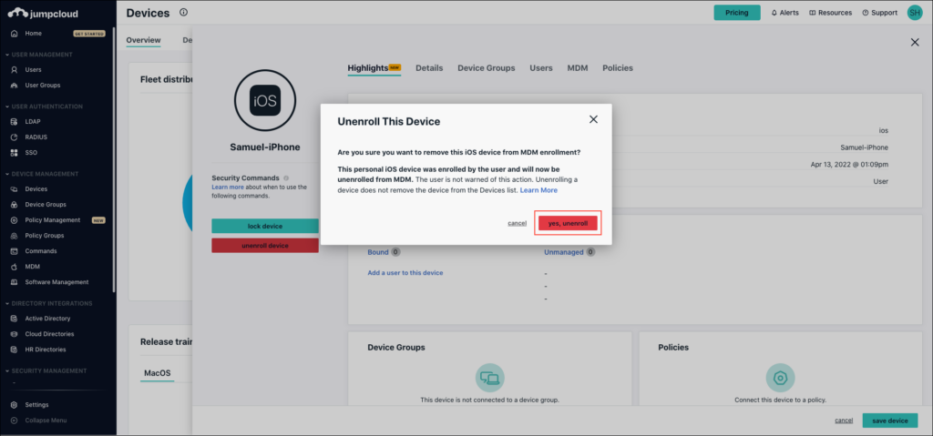 MDM Commands - JumpCloud