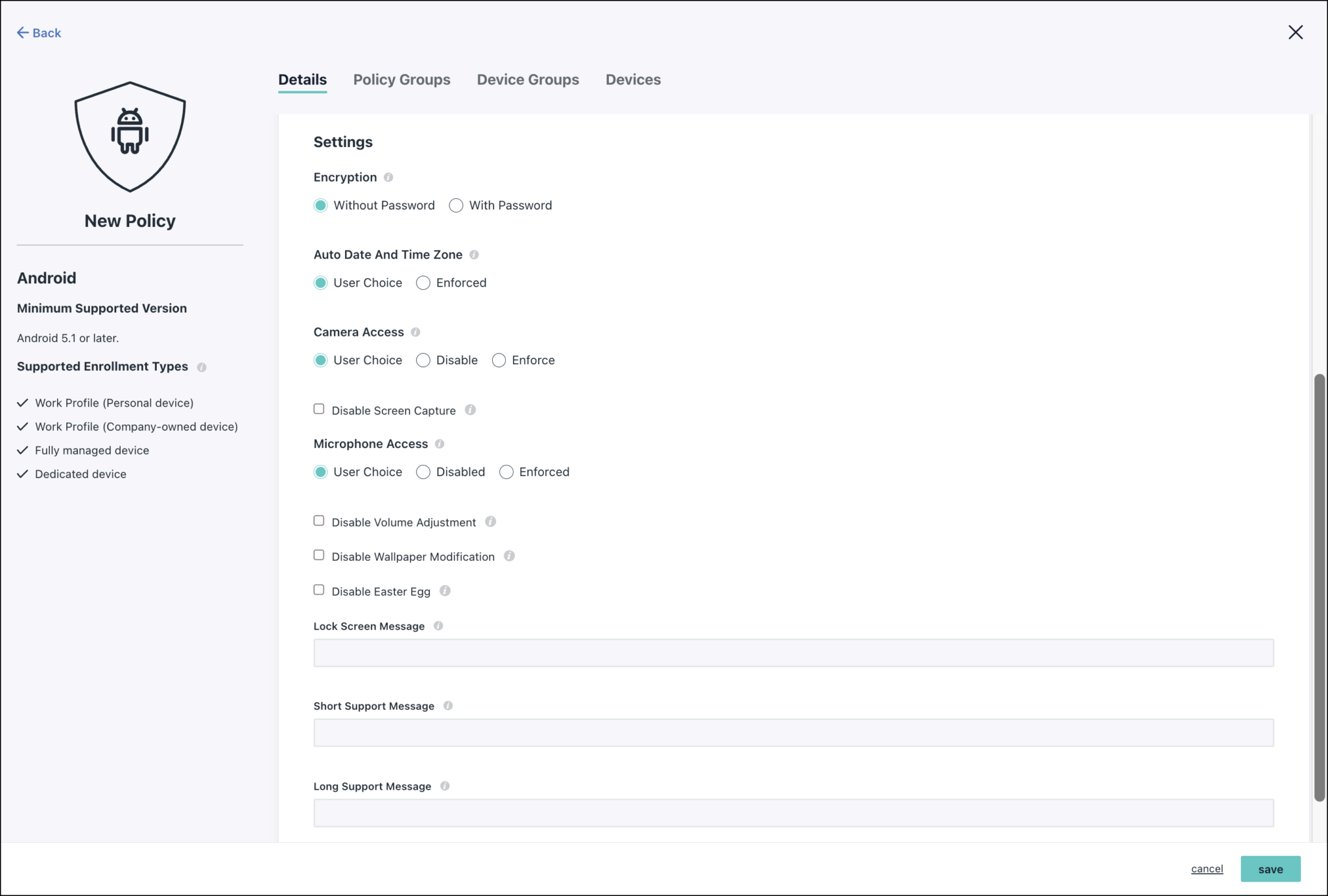 Create an Android Device Restrictions Policy - JumpCloud