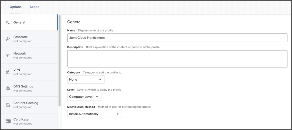 Add a Notifications Profile for JumpCloud in Jamf Pro - JumpCloud