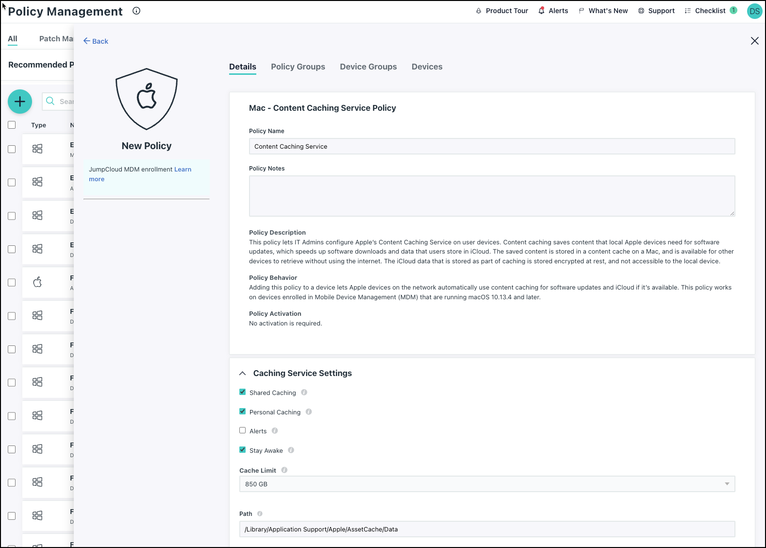 Create A Mac Content Caching Service Policy Jumpcloud