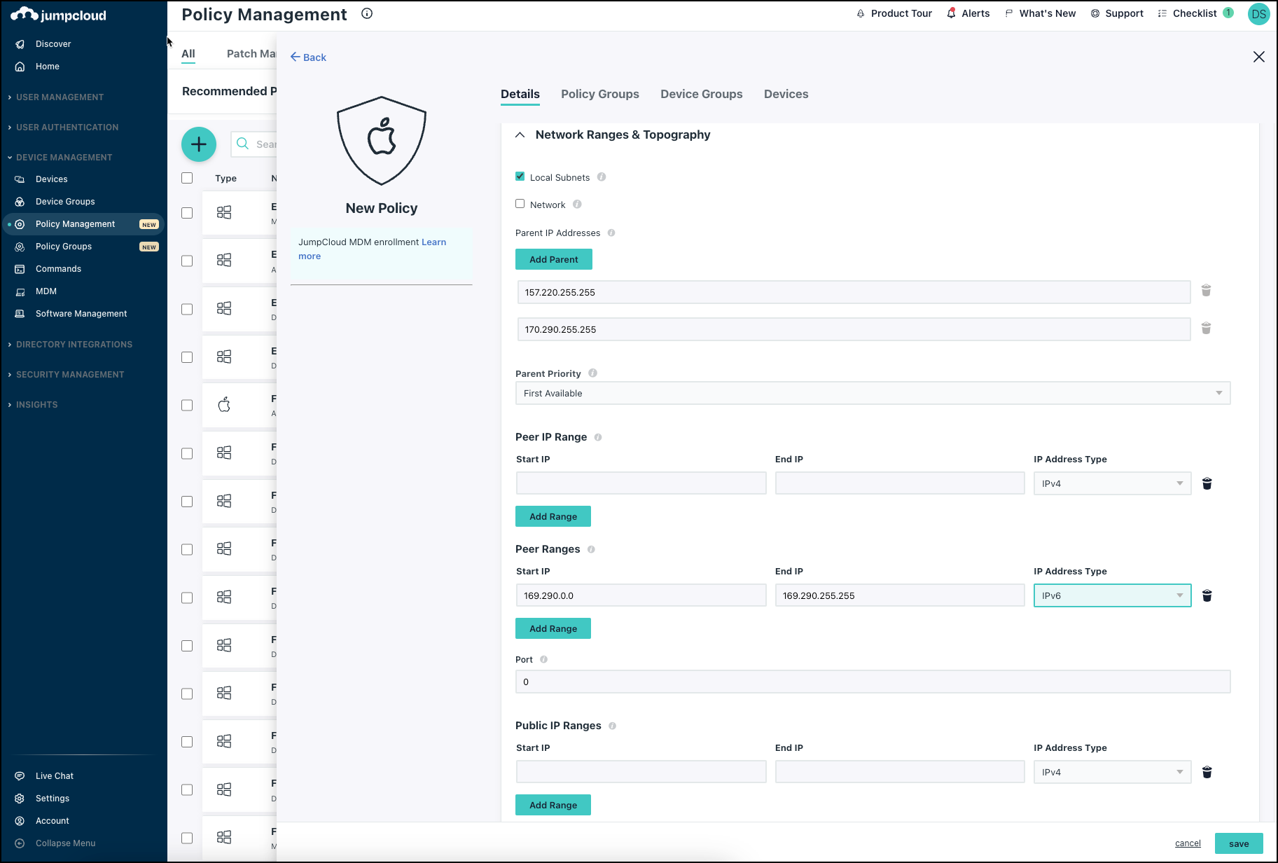 Create a Mac Content Caching Service Policy - JumpCloud