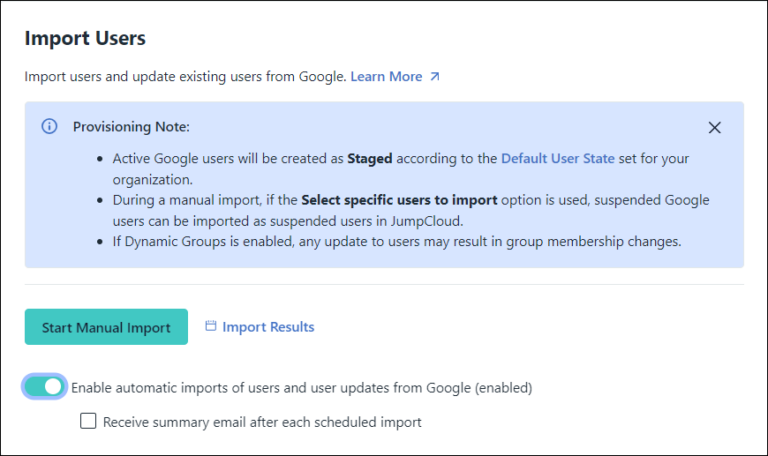 Use the Google Workspace Integration - JumpCloud