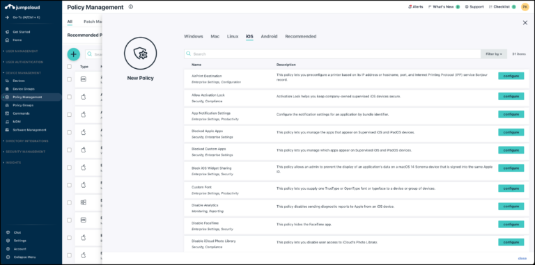 Create a Policy - JumpCloud