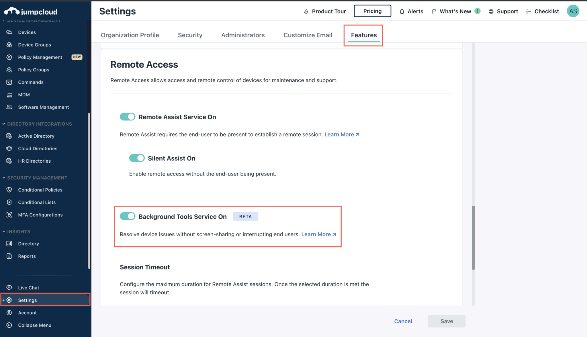 Get Started: Background Tools and Remote File Manager - JumpCloud