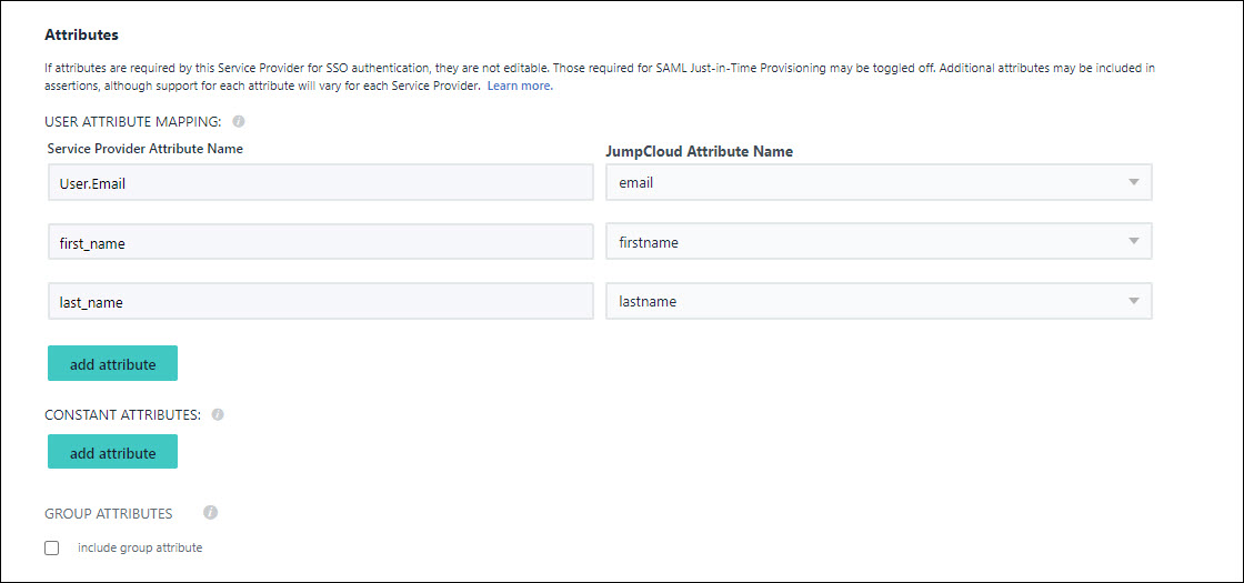 SAML Attribute Notes - JumpCloud