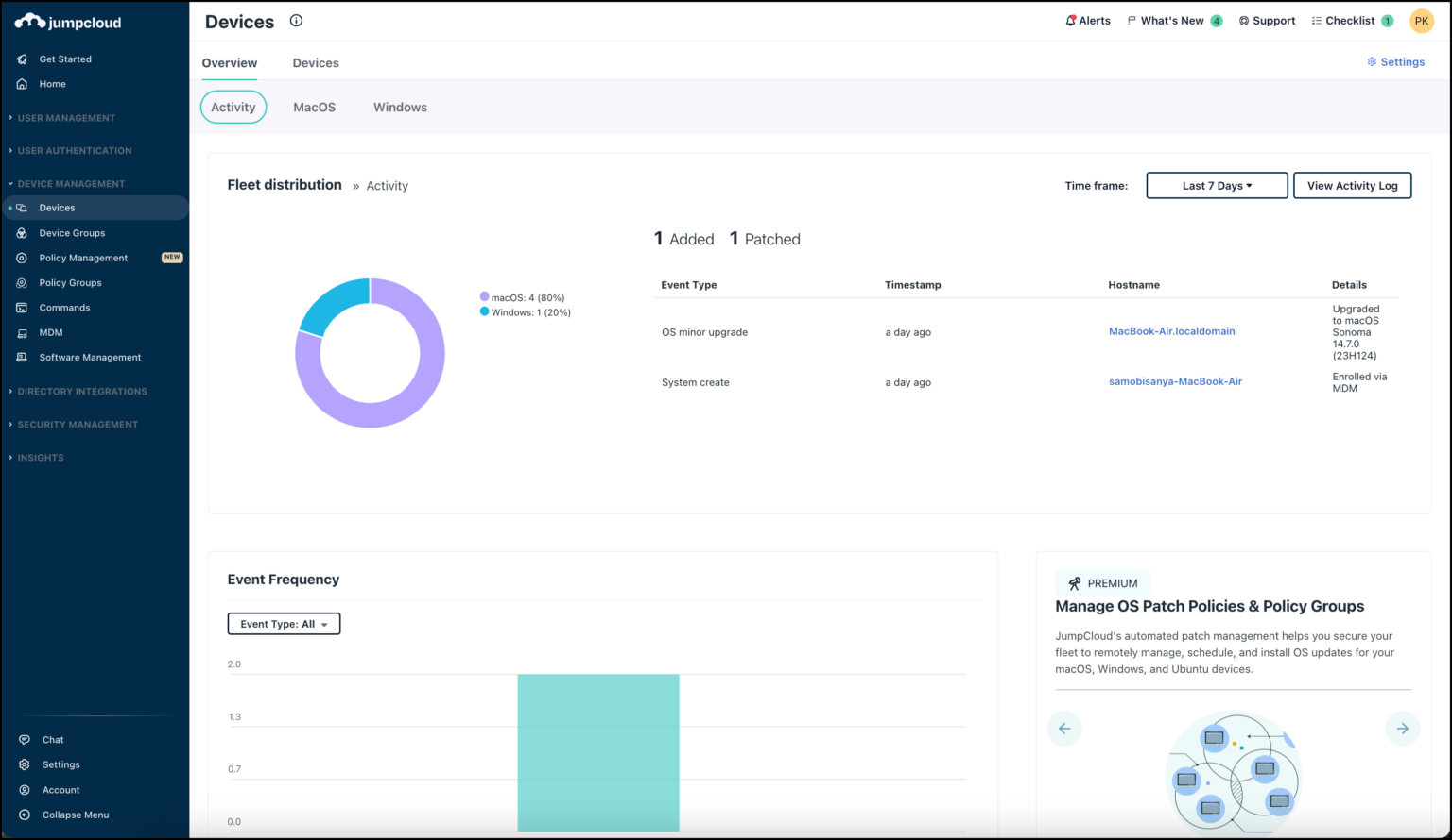 Admin Portal Devices List - JumpCloud