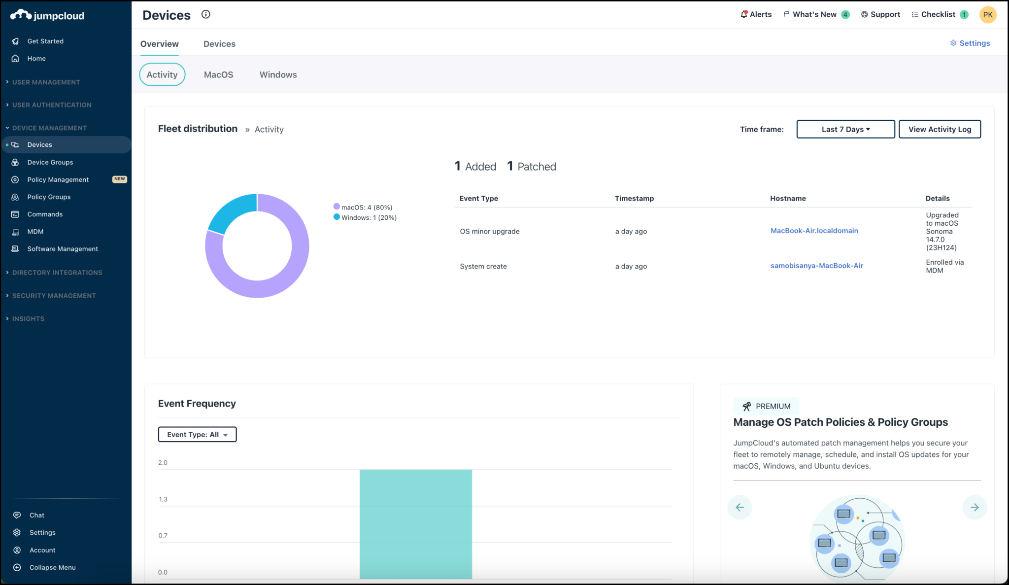 Admin Portal Devices List - JumpCloud