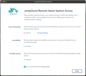 Grant Screen Recording to Remote Assist on macOS - JumpCloud