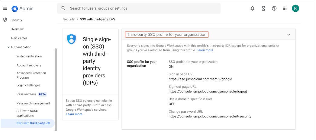 SSO with Google Workspace - JumpCloud
