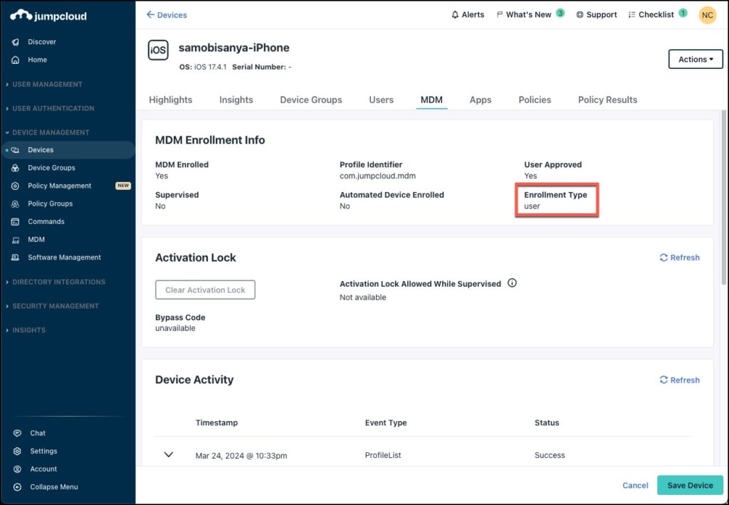 Add Personal Apple Devices to MDM with User Enrollment - JumpCloud