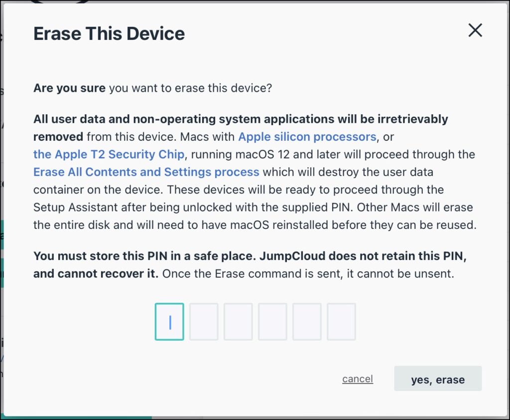 Understand the Erase Device MDM Command - JumpCloud
