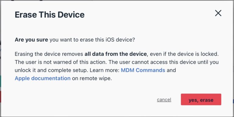 Understand the Erase Device MDM Command - JumpCloud