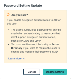 ADI: Use AD Delegated Authentication - JumpCloud