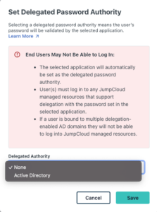 ADI: Use AD Delegated Authentication - JumpCloud