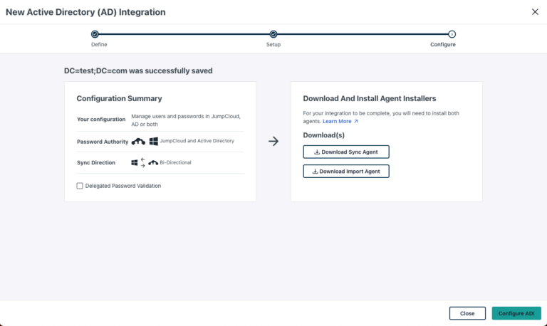 Configure ADI: Manage users, groups, & passwords in JumpCloud and AD