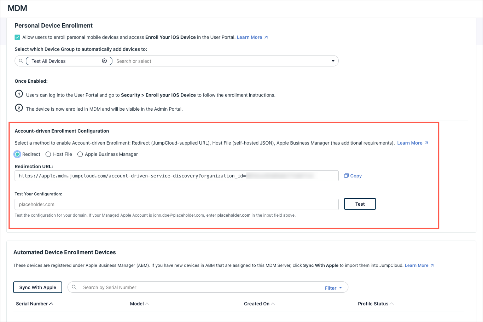 Configure Account-Driven Enrollment - JumpCloud