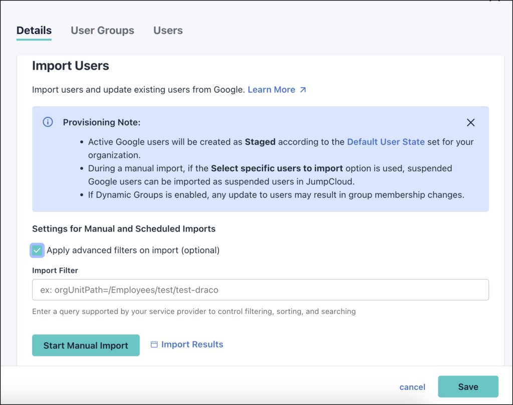 Use the Google Workspace Integration - JumpCloud