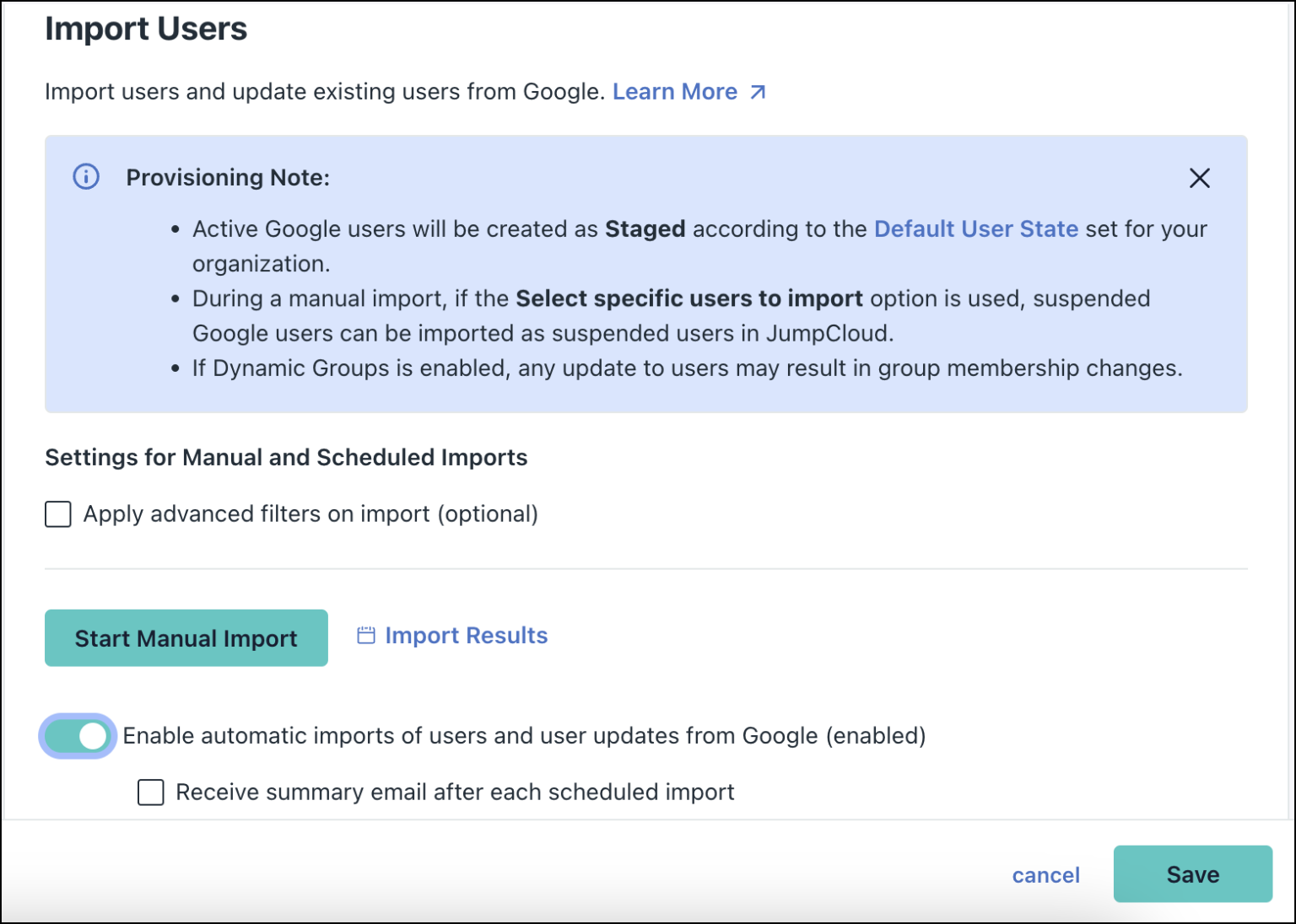 Use the Google Workspace Integration - JumpCloud