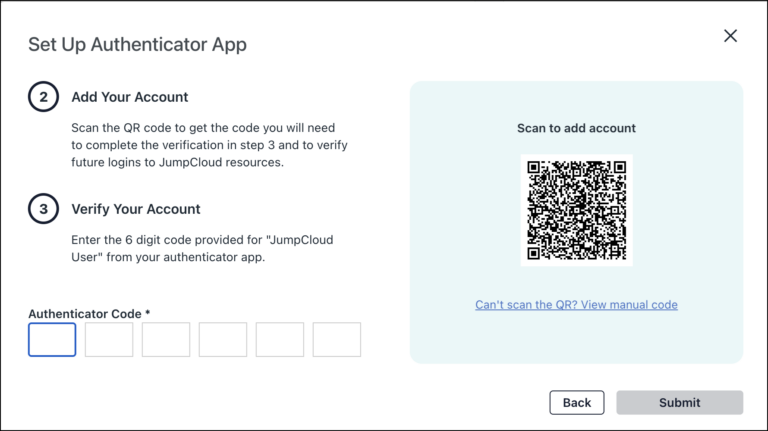 Users: Set up Authenticator App - JumpCloud