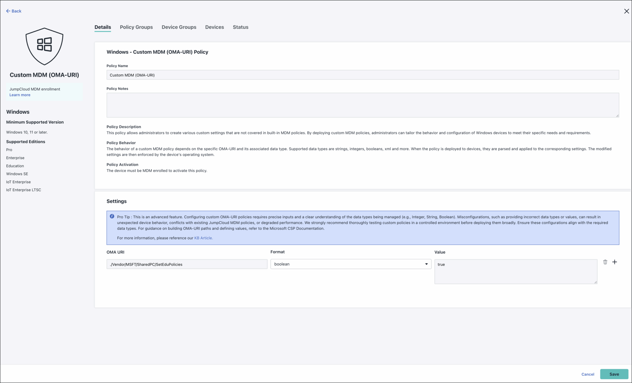 Create a Windows Desktop and Lock Screen Settings Policy - JumpCloud