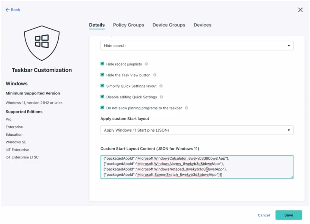 Create a Windows Taskbar Customization Policy - JumpCloud