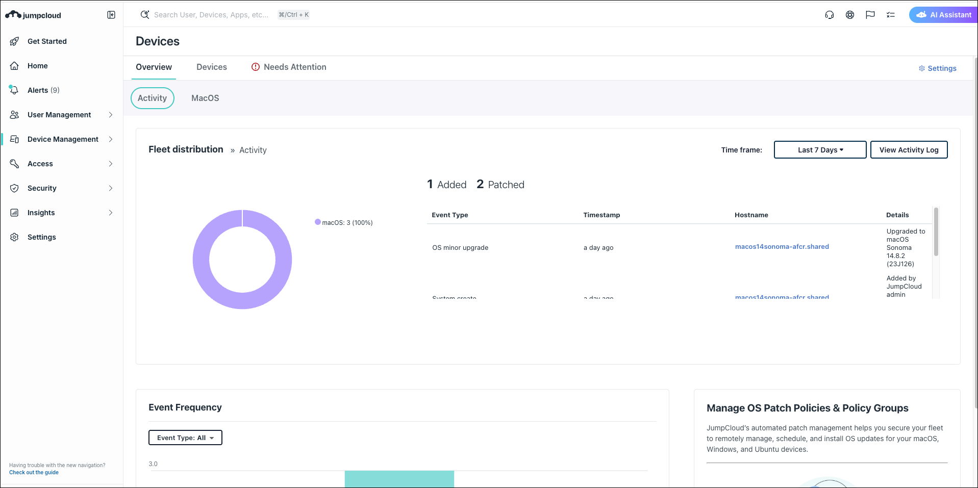 Admin Portal Devices List - JumpCloud